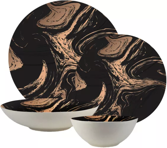 Set farfurii 20 piese 5 persoane - Ensemble Marmura Bronzata - Set ...