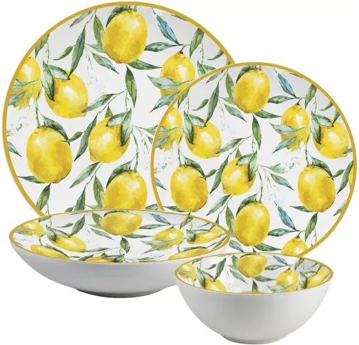 Set farfurii 16 piese 4 persoane- Set de Vesela Limone di Lusso - Set ...