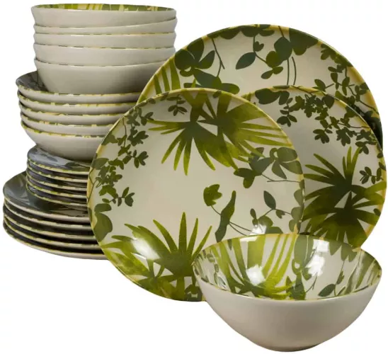 Set farfurii 24 piese pentru 4 persoane Hawaii Cesiro Alb ivoire cu ...