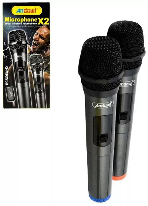 Set 2 microfoane profesionale wireless QMIC558 MRKT11871 - domo.ro