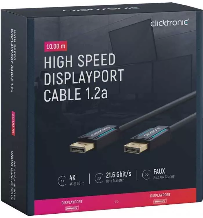 Cablu Profesional DisplayPort - DisplayPort 10m v1.2a 4K 60Hz 21.6Gbit ...