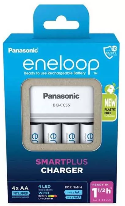 Incarcator Smart & Quick Eneloop Panasonic include 4x AA R6 2000mA K-KJ55MCD40E - domo.ro