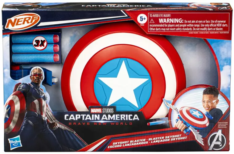 Nerf Blaster Skyshot Captain America Brave New World VVTF9302 - domo.ro