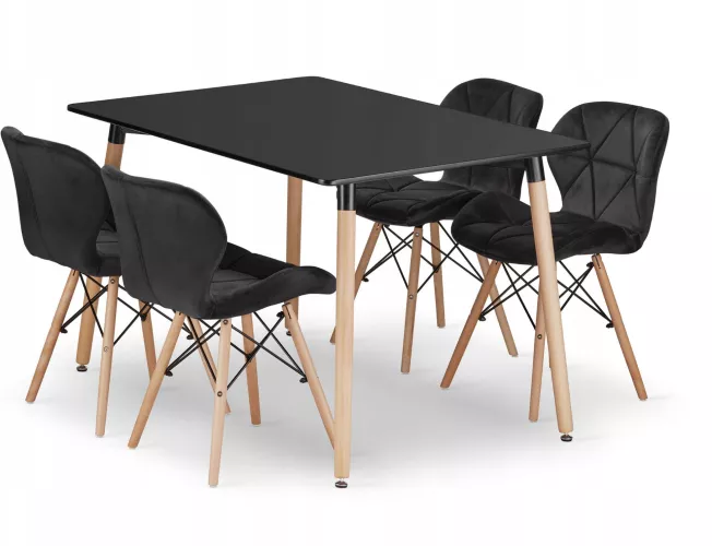 Set Masa Fixa Linda 120 x 80 Cm Neagra Si 4 Scaune Bucatarie/Dining ...