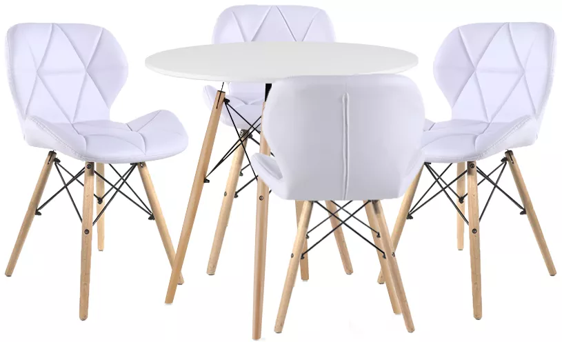 Set Masa Rotunda Fixa Linda 80 Cm Si 4 Scaune Bucatarie/Dining Kross ...