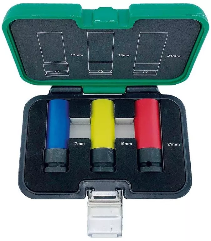 Fortis - Set 3 chei tubulare de impact cu manson din plastic 1/2 17/19 ...