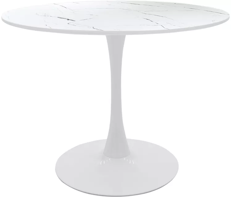 Masa Bucatarie/Dining Brox Rotunda MDF Finisaj Marmura Alba Diametru 120 Cm