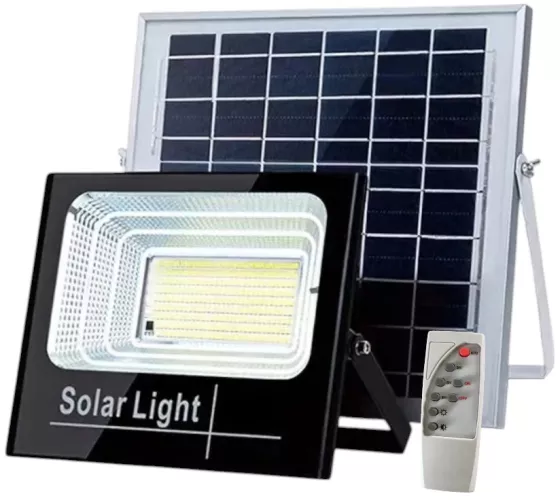 Proiector LED cu panou solar si telecomanda 120W autonomie 12h ...