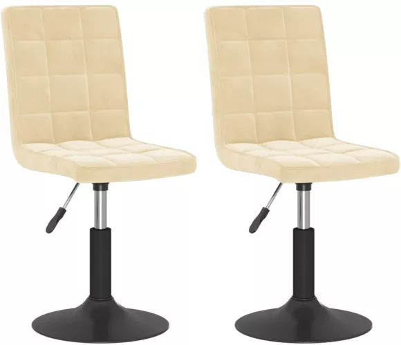 Scaune De Bucatarie Pivotante 2 Buc. Crem Catifea 8720286541203 - domo.ro