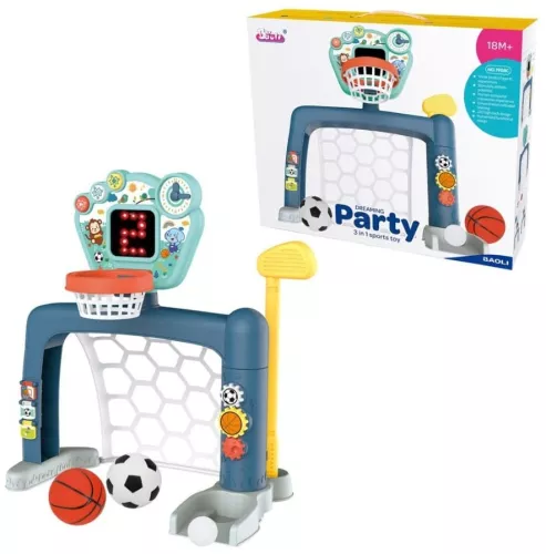Set Sportiv 3 in 1 pentru Copii - Cos de Baschet Poarta de Fotbal si ...