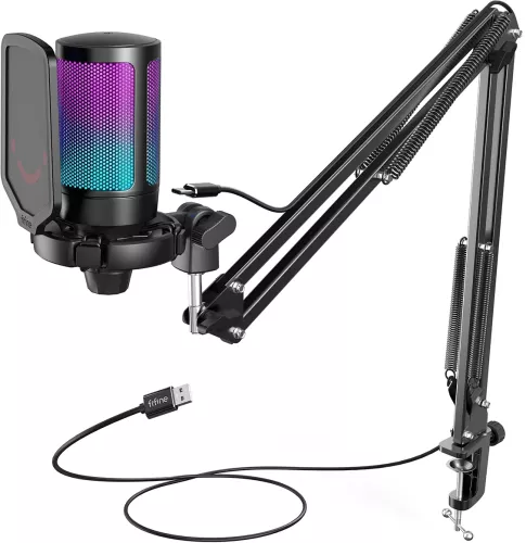 FIFINE USB Gaming Microphone Kit for RGB Arm Stand - domo.ro