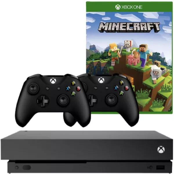Consola Microsoft Xbox One X 1TB NEGRU + 2 Controllere + Joc Minecraft ...
