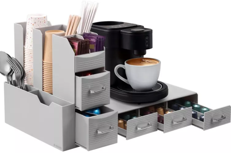 Set suport aparat cafea 3 sertare pentru capsule si organizator 2 ...