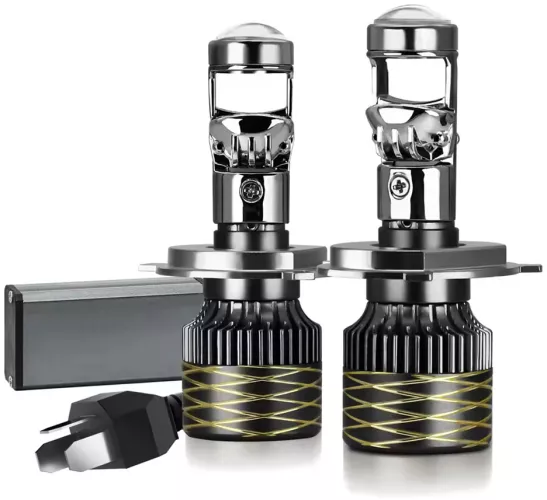 Set 2 x Becuri auto LED H4 canbus lupa 2 faze 400W/set MRKT12031 - domo.ro