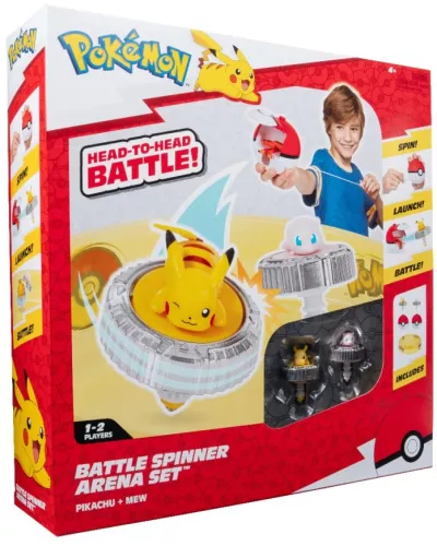Set de joaca Battle Spinner Pokemon cu doua figurine Pikachu 1 Mew Poke ...