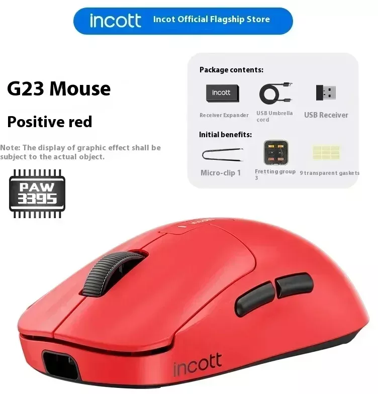 Mouse de gaming tri-mod Incott Wireless - G23 Rosu 1K - domo.ro