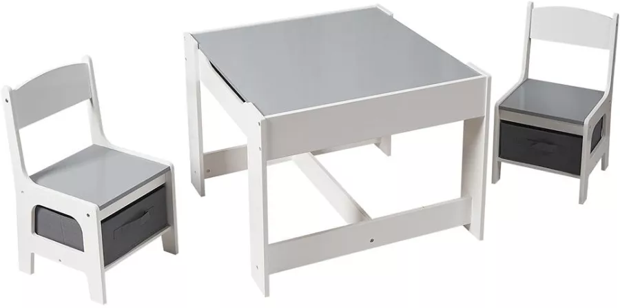 Mobilier camera copii Set masuta si 2 scaune alb MDF U-Grow - domo.ro