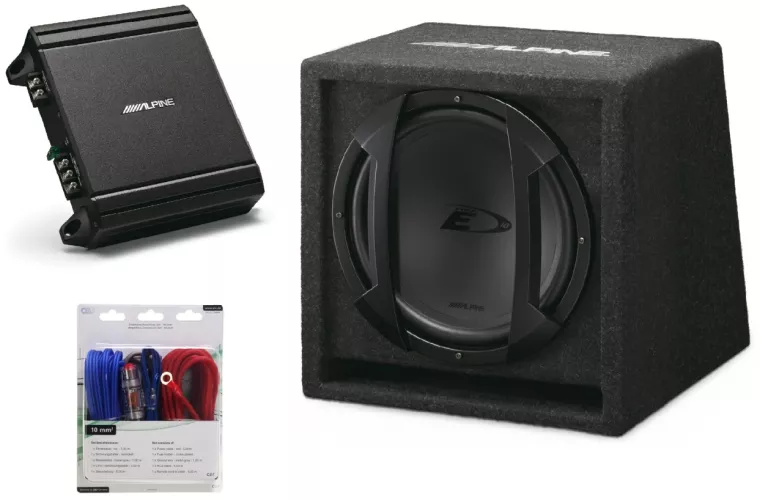 Pachet Subwoofer auto Alpine SBE-1044BR + Amplificator MRV-M250 ...
