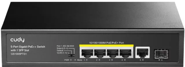 Switch-uri CUDY 5-Port Gigabit PoE+ Switch 1 SFP GS1005PTS1 - domo.ro