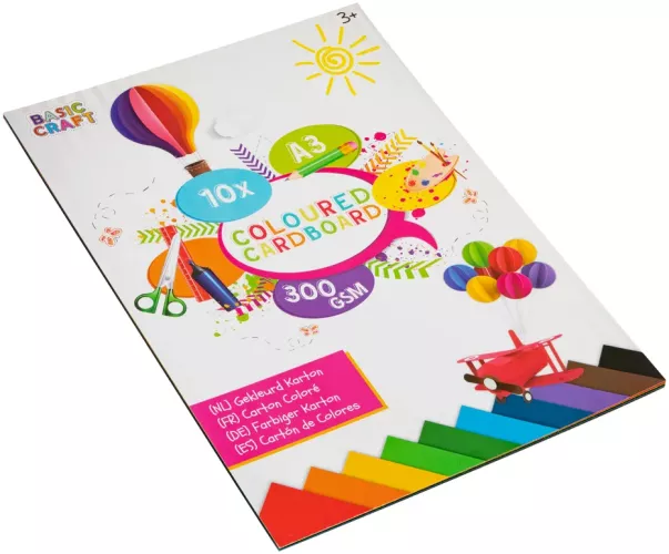 Carton color Craft Basic 10 file diverse culori 300g/mp format A3 5kaa ...