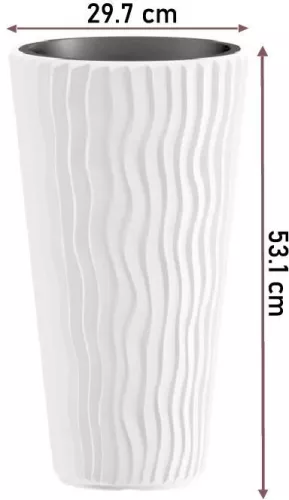 Ghiveci decorativ de flori rotund inalt alb 29.7x53.1 cm Sandy DPSP300 ...