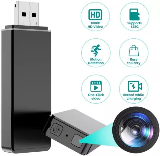 Stick USB cu Camera Full HD 1080P Senzor Miscare Baterie Autonomie 4-5h ...