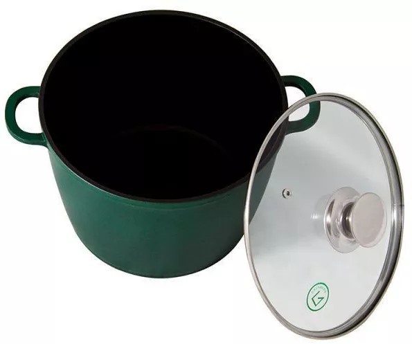 Oala Tuci Cu Capac De Sticla 24 Cm Grunberg Verde