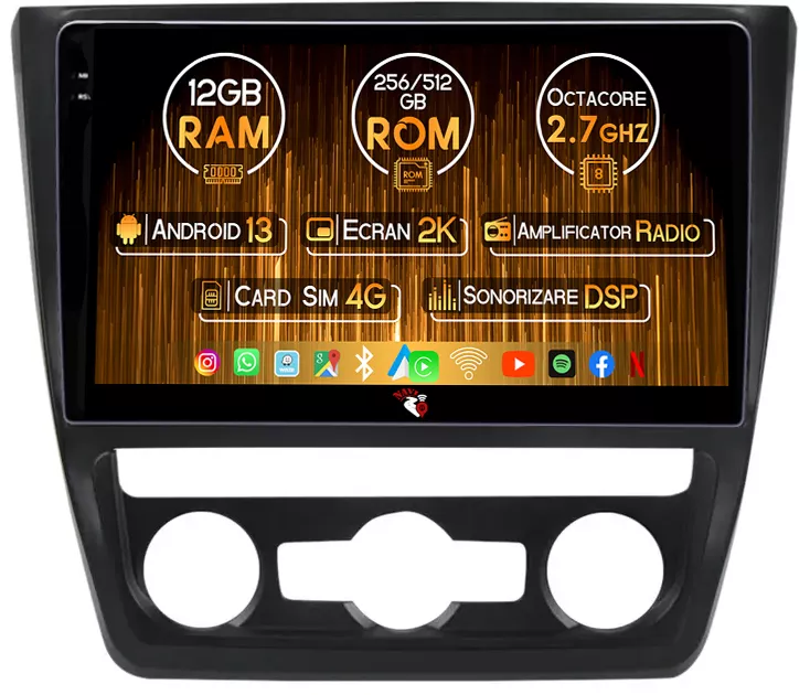 Navigatie dedicata Skoda Yeti 5L 2009-2014 12GB RAM 256GB ROM Android ...