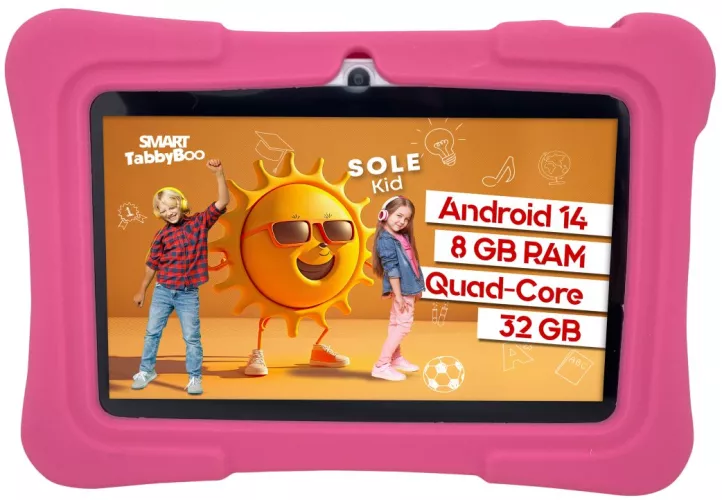 Tableta copii SMART TabbyBoo Sole KID 2025 roz 32GB 8GB RAM ecran 7inch IPS