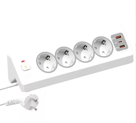Priza de Colt Adsinio 4 Prize Schuko 2 Porturi USB-A 1 Port USB-C 220 ...