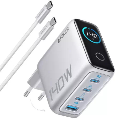 Incarcator de retea Anker Zolo 140W 3x USB-C 1x USB-A PD 3.1 cablu USB ...