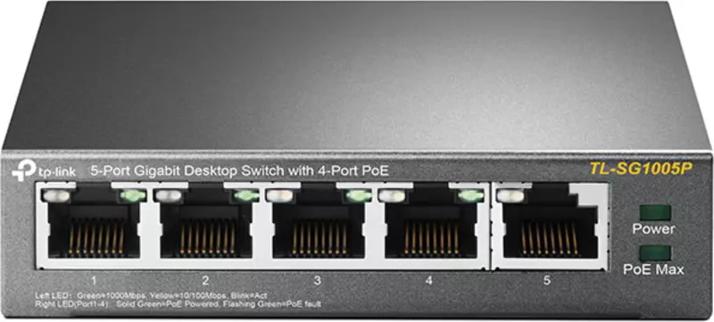 Switch TP-Link cu 5 Porturi Gigabit 4 porturi PoE TL-SG1005P