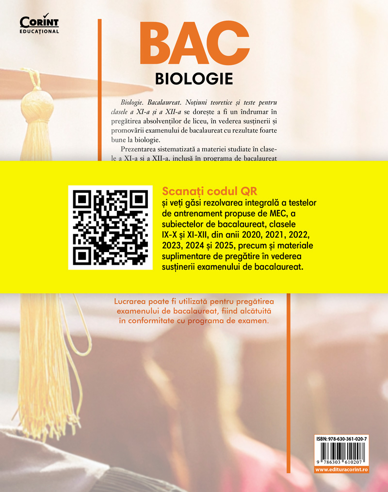 Bacalaureat 2026 - Biologie. Notiuni teoretice si teste pentru clasele ...