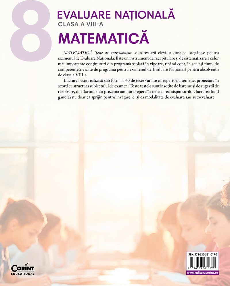 Evaluare nationala 2026. Matematica. Teste de antrenament - clasa a VIII-a