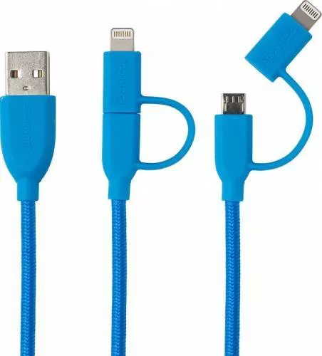 Cablu MicroUSB and Lightning MFI Boompods Duo 1m impletitura textila ...