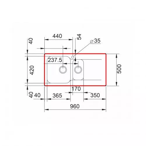 Chiuveta Pyramis Level DUROTHEK 960x500mm adancime 210mm cuve stanga ...