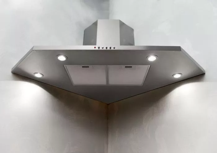 Hota decorativa de colt Pyramis KA142 645mc/h 90cm finisaj inox 100537021py