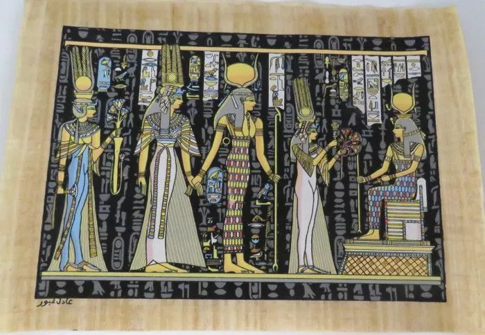 Imagine de perete 42/33cm dualwiew tablou stil egiptean pictat manual ...