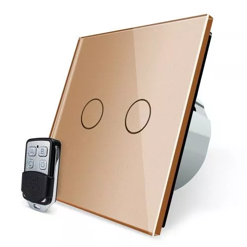 Intrerupator dublu Livolo VL-C7-C2702R-13 cu touch wireless telecomanda ...