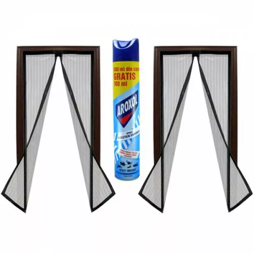 Pachet - 2 x Plasa insecte Alba Cu Inchidere magnetica la mijloc 190cm ...