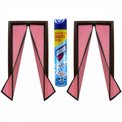 Pachet - 2 x Plasa insecte Cu inchidere magnetica Roz 190cm x 100cm ...