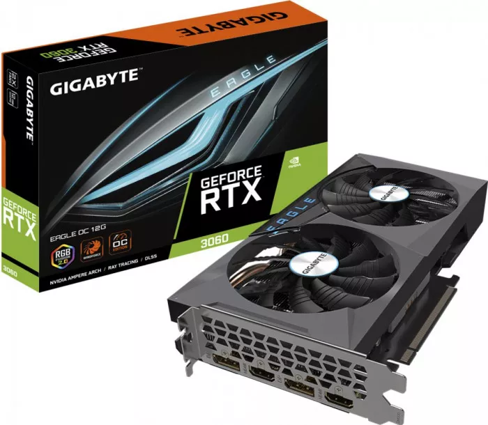 Placa video GIGABYTE nVidia GeForce RTX 3060 EAGLE OC 12GB GDDR6 1‎92 ...