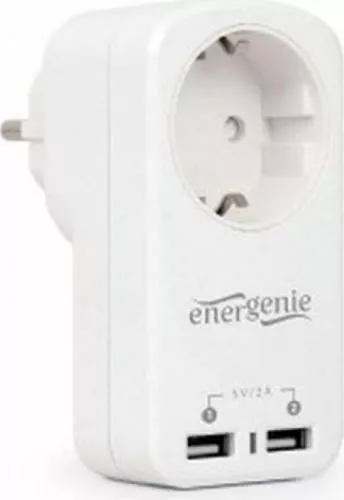 Priza Gembird 1 Socket USB charger 2-port 2.1A Alb eg-acu2-01-w - domo.ro