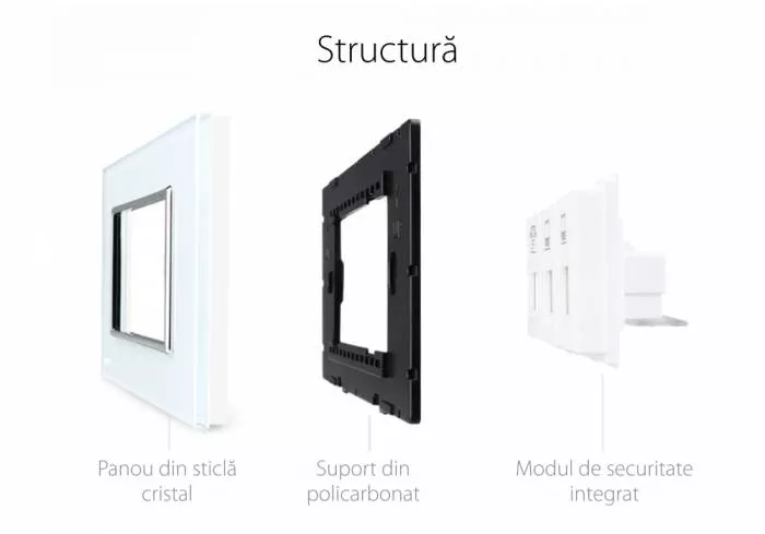 Priza telefon+dubla internet Livolo VL-C392TCC-82 cu rama din sticla ...