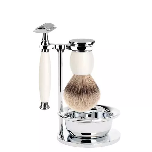 Set de barbierit cu aparat de ras clasic si pamatuf Silvertip Badger cu ...