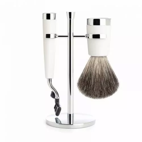 Set de barbierit Muehle cu aparat de ras Mach3 si pamatuf din par de ...